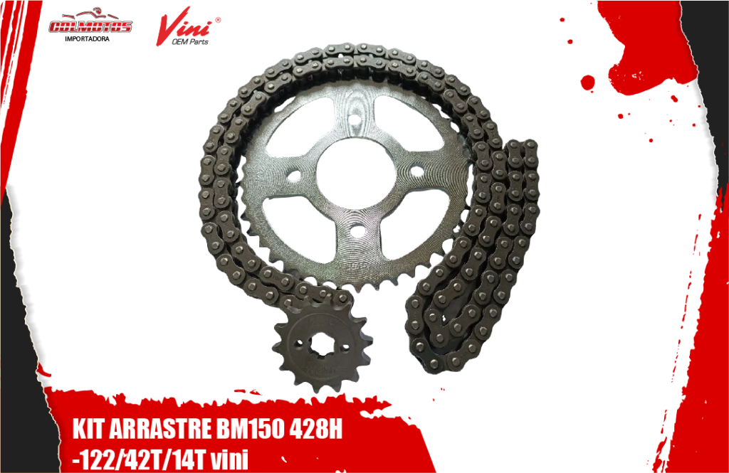 KIT ARRASTRE BM150 428H-122/42T/14T vini - importadoracolmotos.com