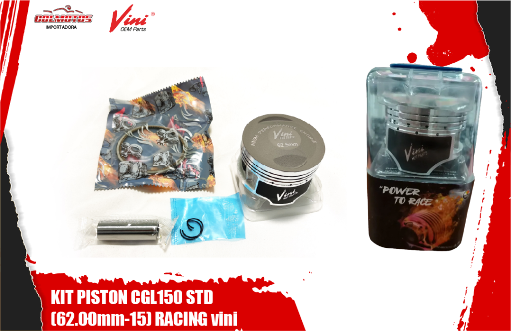 KIT PISTON CGL150 STD (62.00mm-15) RACING vini - importadoracolmotos.com